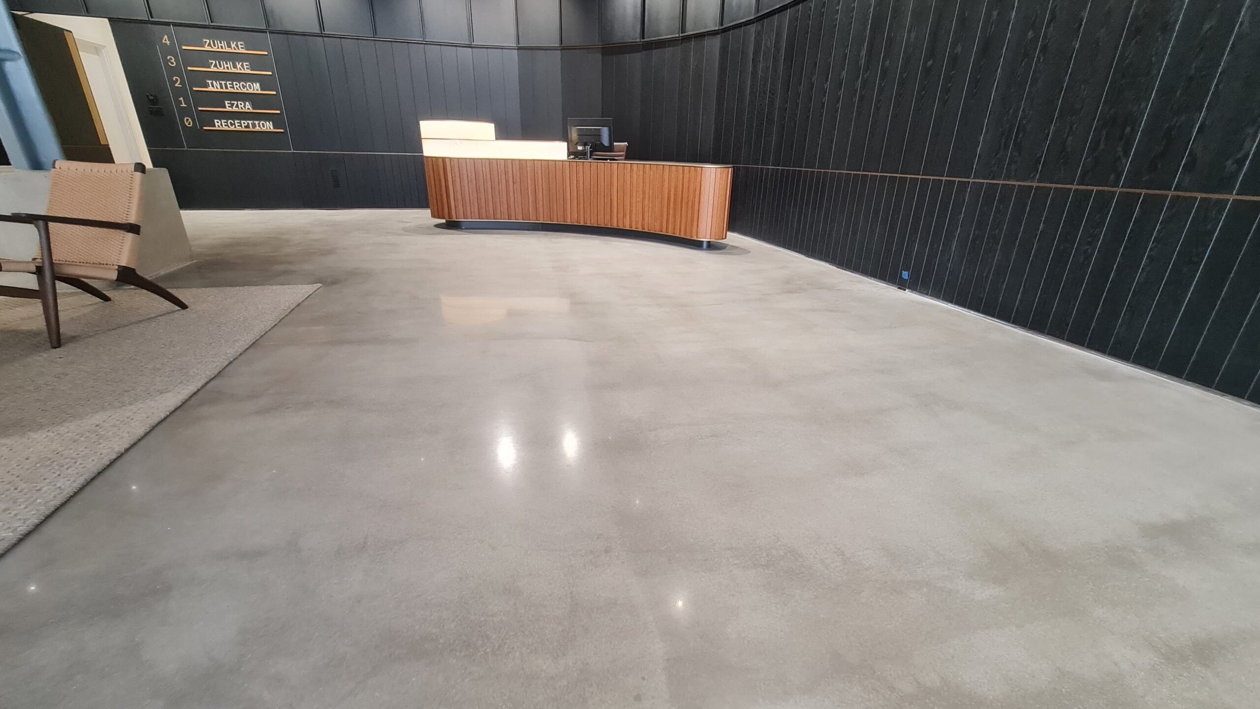 Polished Concrete Floor in Commercial Building Reception in Central ...